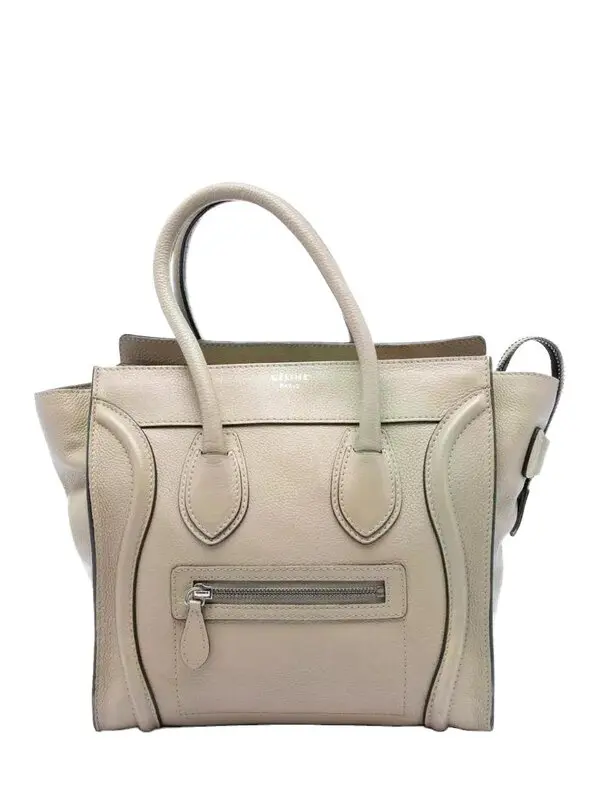 Celine 2011 Micro Leather Luggage Tote Bag - Neutrals