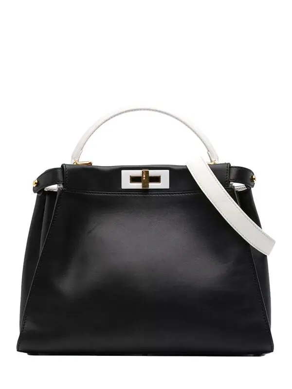 Fendi 2010-2026 Medium Bicolor Leather Peekaboo Iseeu Satchel - Black