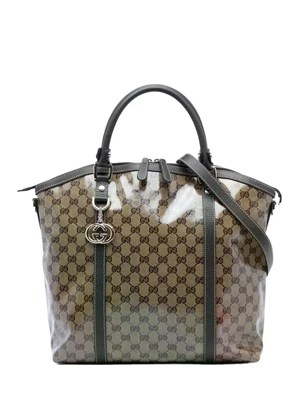 Gucci Large Gg Crystal Charm Dome Satchel - Neutrals