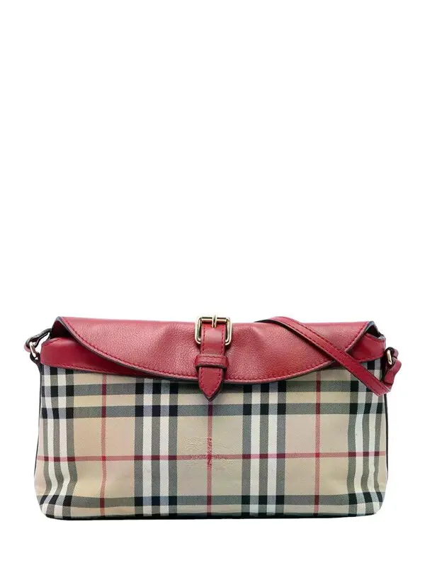 Burberry 2000-2017 Haymarket Check Canvas Leah Crossbody Bag - Red