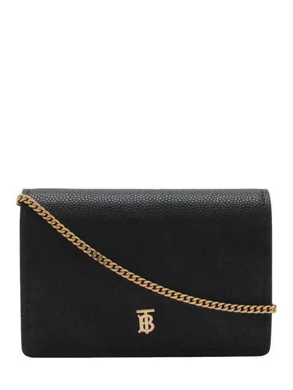 Burberry 2018-2023 Grained Calfskin Tb Jessie Card Case On Chain Crossbody Bag - Black