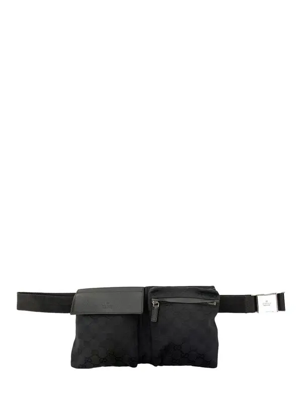 Gucci 2000-2015 Gg Canvas Double Pocket Belt Bag - Black