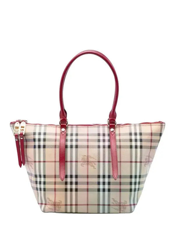 Burberry Haymarket Check Coated Canvas Salisbury Tote Bag - Red