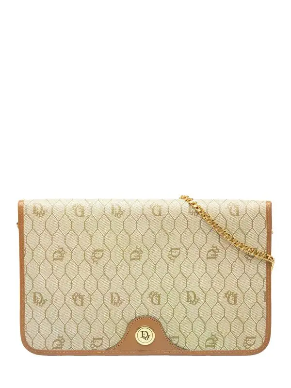 Dior 20th Century Honeycomb Coated Canvas Chain Crossbody Bag - Neutrals