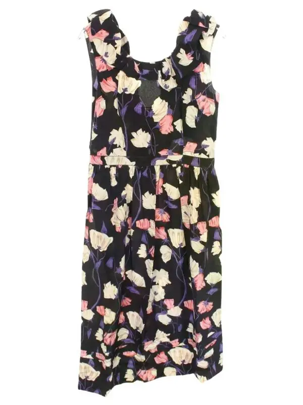 Prada 2010s Floral-print Frill Mini Dress - Black
