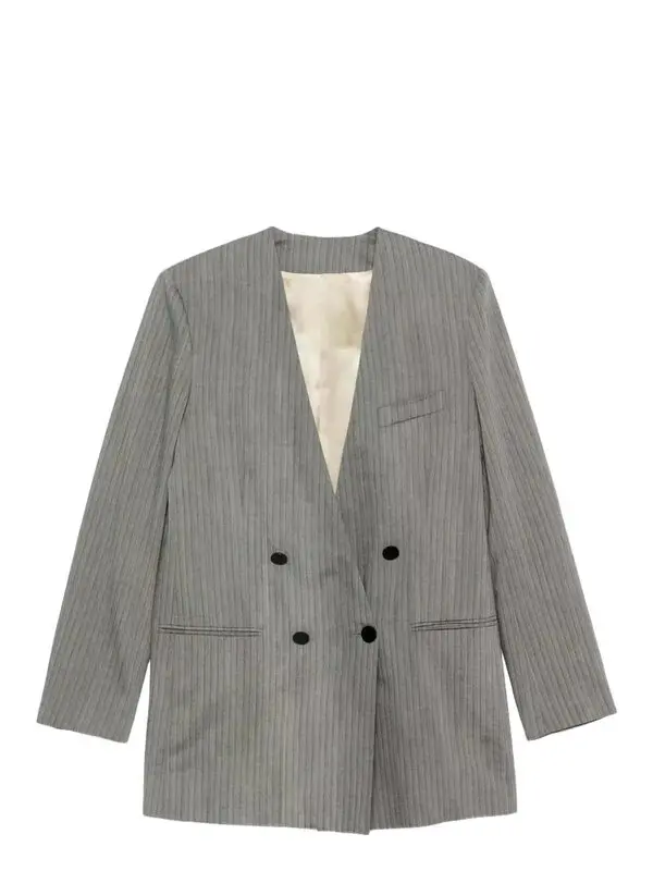 Alberta Ferretti Pinstriped Double-breasted Blazer - Grey