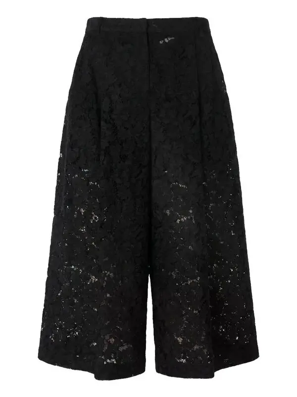 Valentino Garavani Floral Lace Wide-leg Trousers - Black