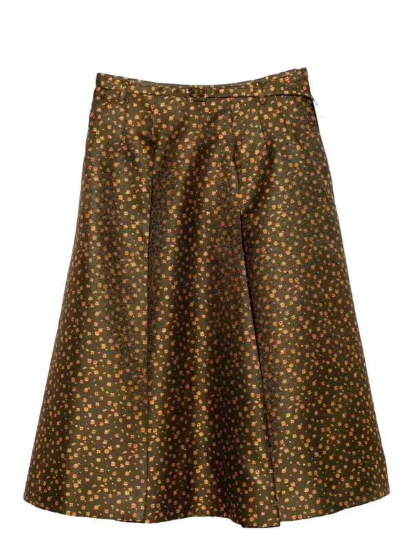 Prada Floral-jacquard Midi Skirt - Green