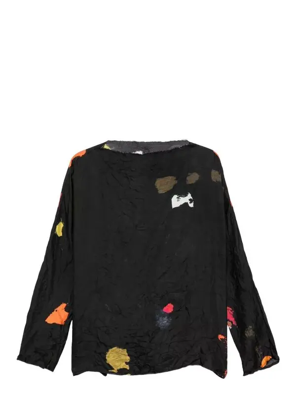DANIELA GREGIS Abstract Print Crinkled Blouse - Black