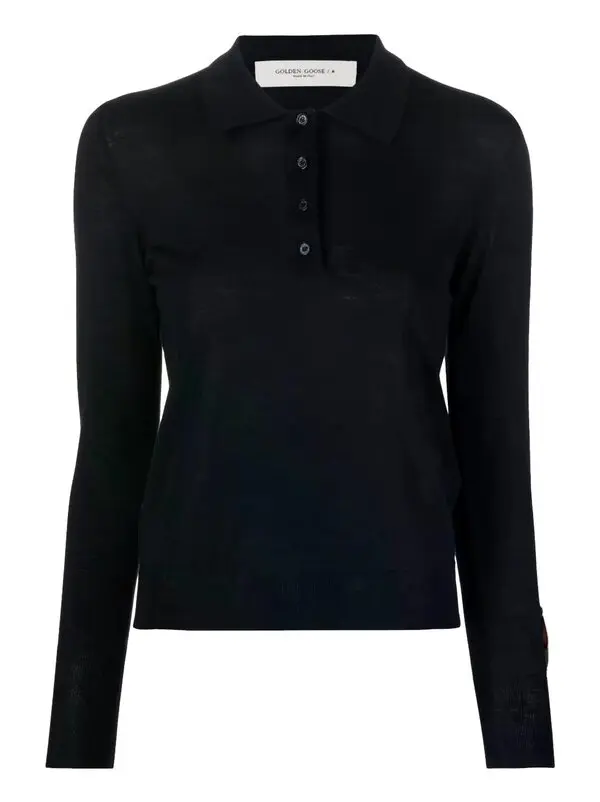 GOLDEN GOOSE Wool Polo Shirt - Blue