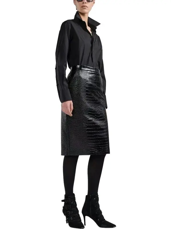 Barbara Bui Croc-embossed Pencil Skirt - Black