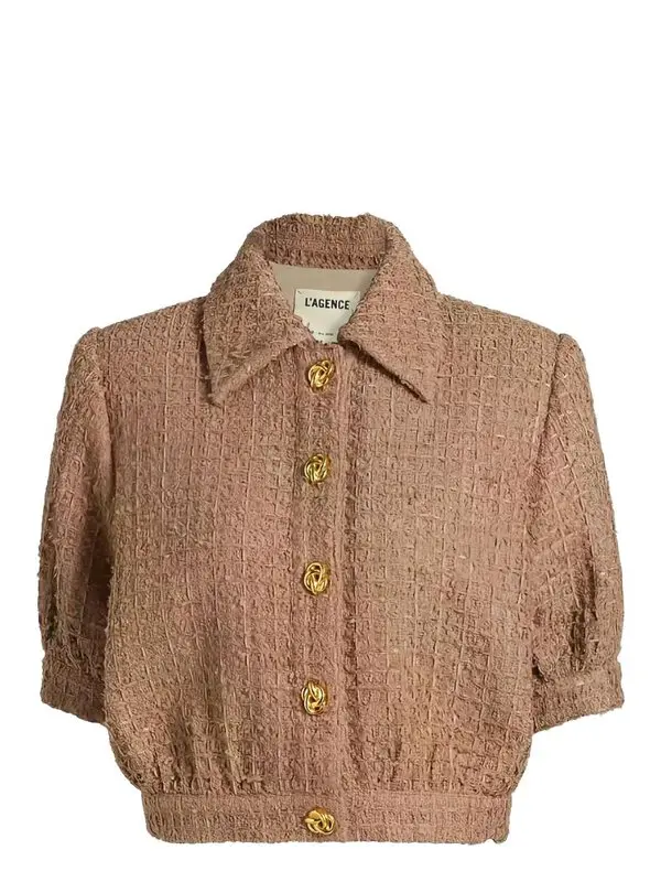 L'Agence Textured Cropped Jacket - Brown
