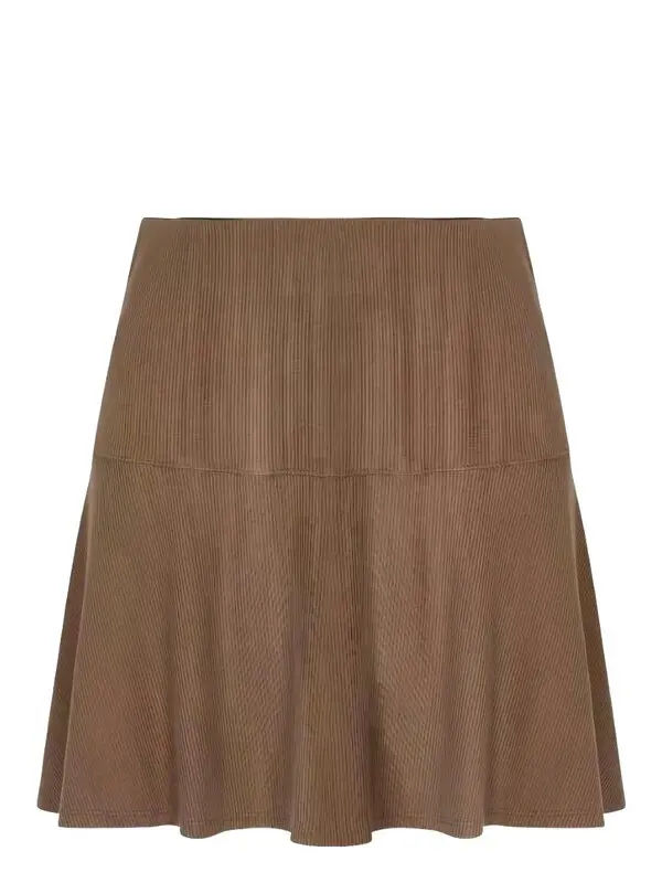 Sprwmn Ribbed Flared Mini Skirt - Brown