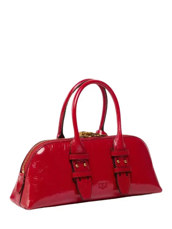 Pinko Escape Bag Horizontal Small Handbag In New Shiny Leather - Red