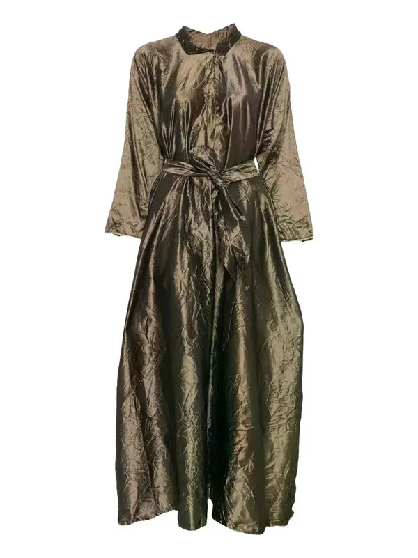 DANIELA GREGIS Crinkled Finish Maxi Dress - Brown