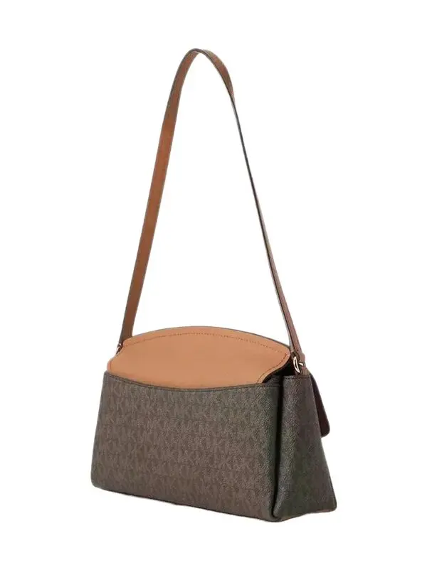 Michael Kors Monogram-print Logo-plaque Shoulder Bag - Brown