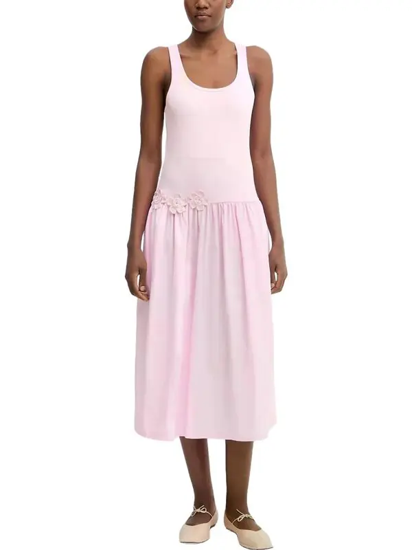 Stine Goya Sleeveless Floral Appliqué Midi Dress - Pink