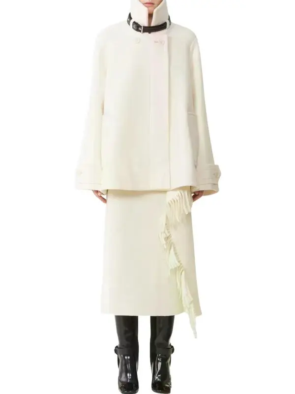 LANVIN Double-breasted Coat With Buckle Detail - White