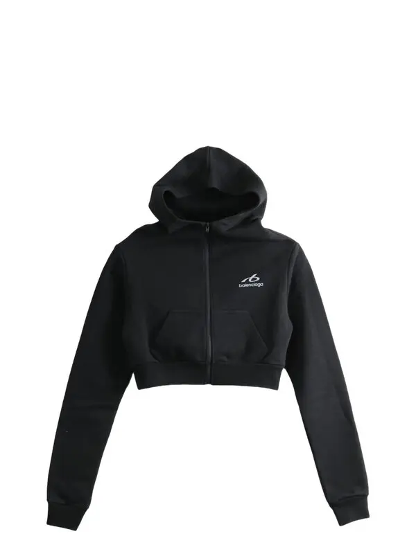 Balenciaga Cotton Cropped Sweatshirt - Black