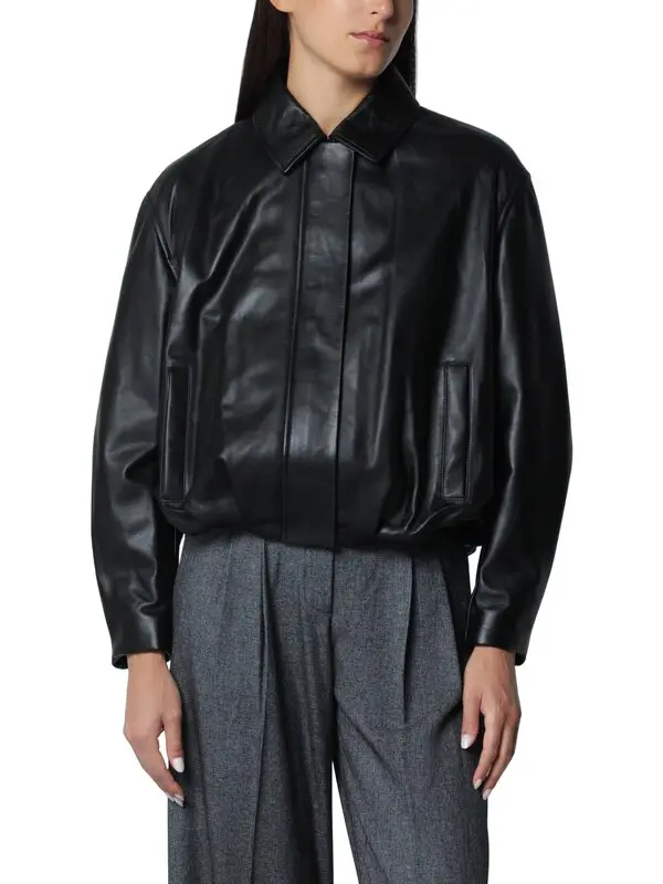 ARMA Melis Leather Bomber Jacket - Black