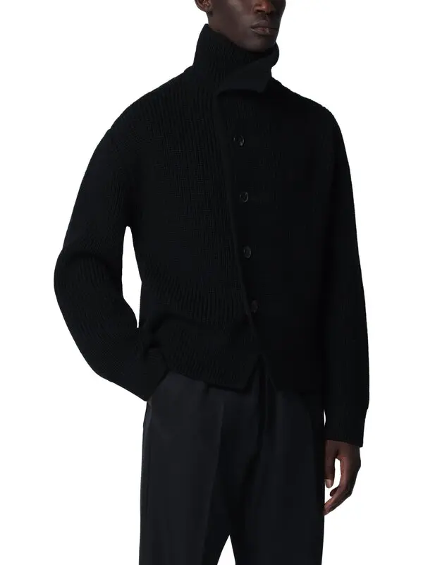 Dries Van Noten Waffle-knit Wool Cardigan - Black