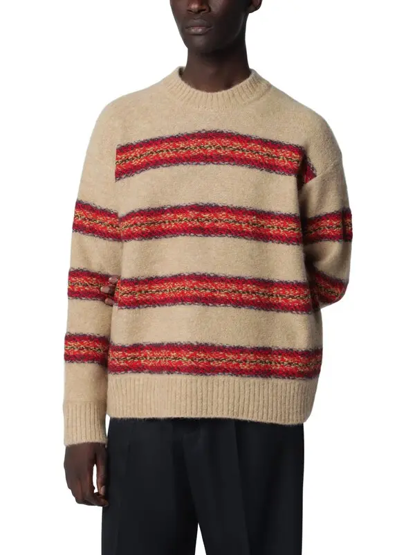Dries Van Noten Striped Wool-blend Sweater - Beige
