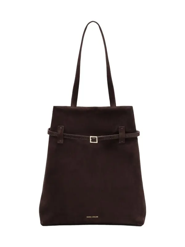 Manu Atelier Tote Du Jour Bag In Dark Suede - Brown