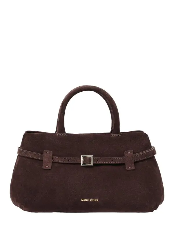 Manu Atelier Le Cambon 25 Bag In Dark Suede - Brown