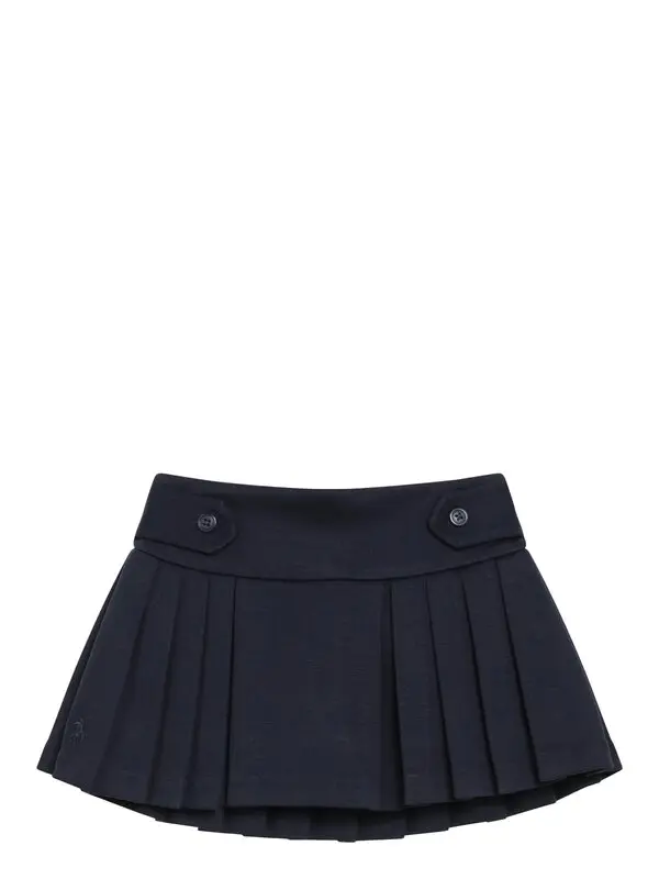 Polo Ralph Lauren Navy Pleated Skirt With Buttoned Waistband - Blue