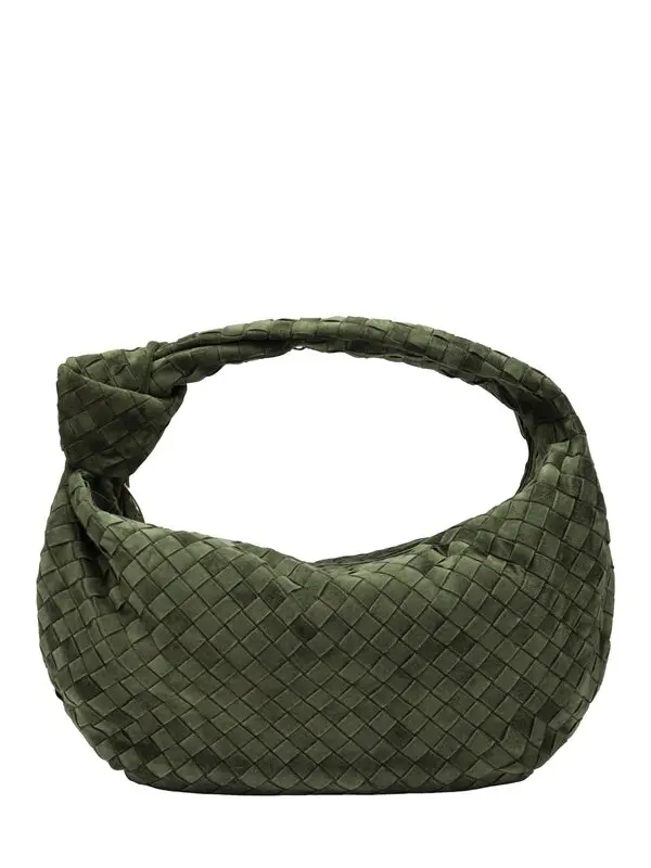 Bottega Veneta Jodie Shoulder Bag In Dark Suede - Green