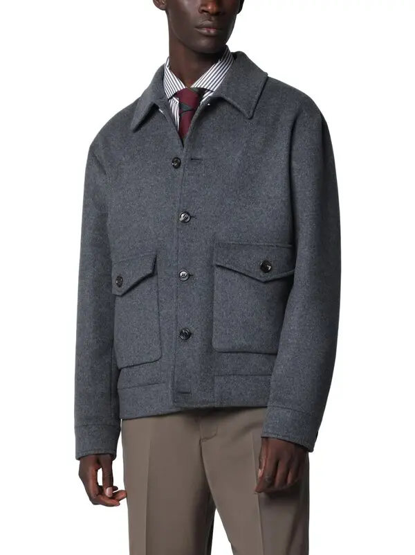Valentino Garavani Wool And Cashmere-blend Overshirt Jacket - Grey