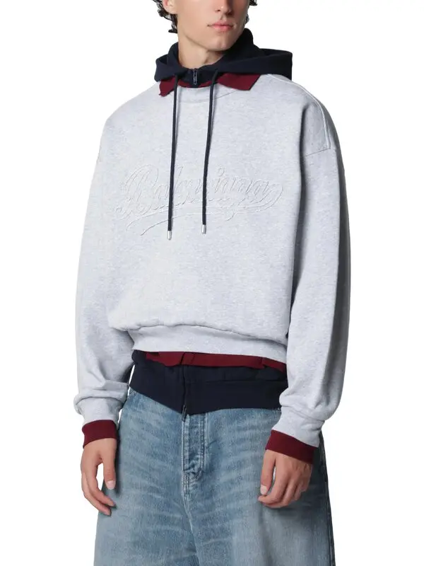 Balenciaga Layered Gray Hoodie - Grey