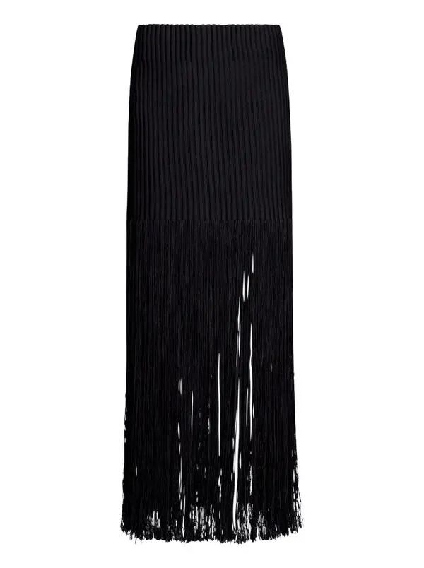 Alaïa Fringed Long Skirt - Black