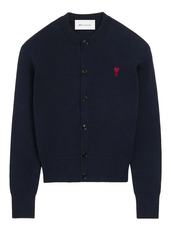 AMI Paris De Coeur Wool Cardigan - Blue