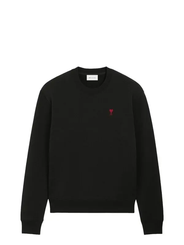 AMI Paris De Coeur Embroidered Cotton Sweatshirt - Black