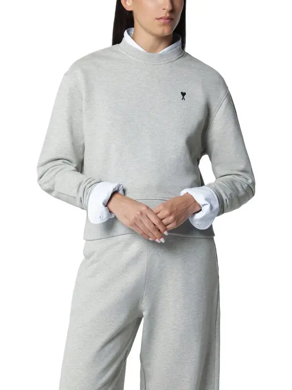 AMI Paris Crewneck Sweatshirt With Embroidered Logo - Grey