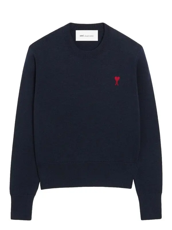 AMI Paris De Coeur Wool Crewneck Sweater - Blue