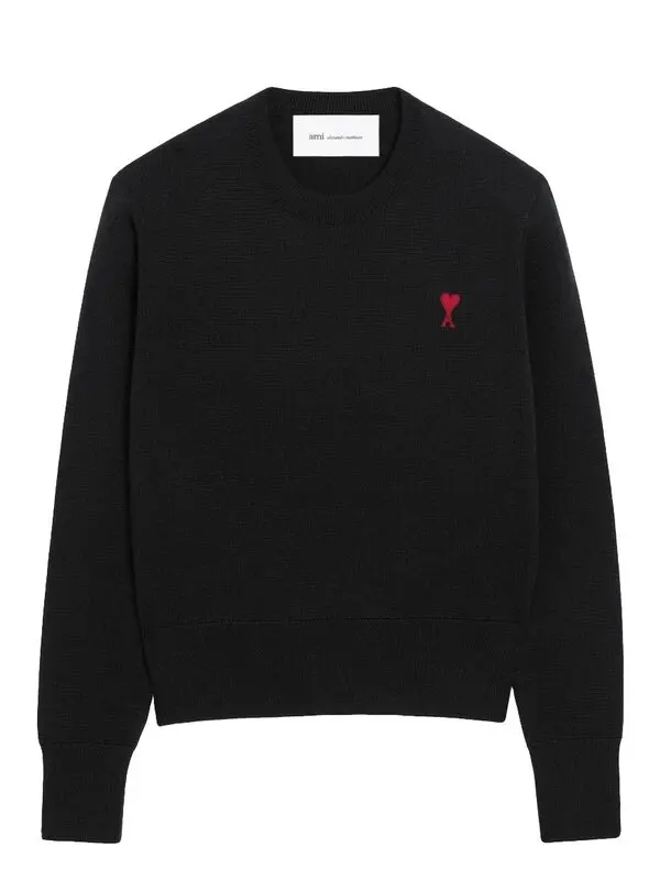 AMI Paris De Coeur Wool Sweater - Black