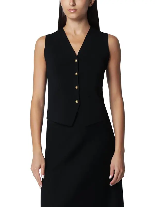 Max Mara Vest In Viscose Crepe Yarn - Black