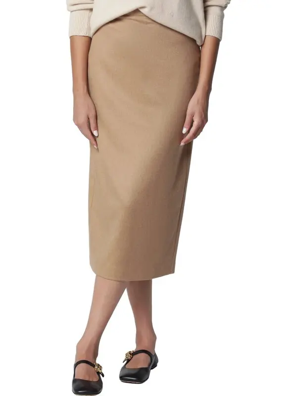 Max Mara Camel Brushed Pencil Skirt - Brown