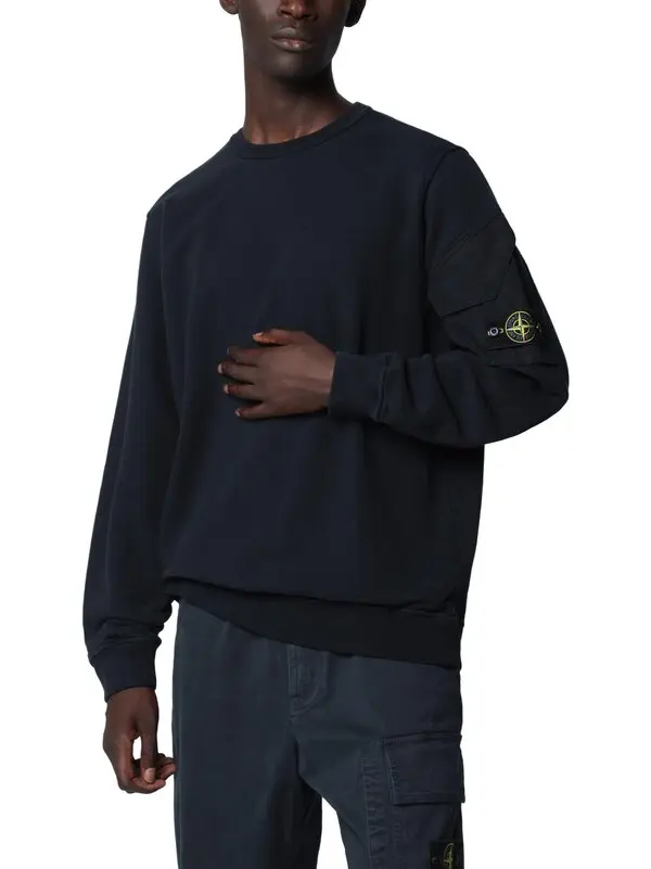 Stone Island Navy Cotton Crewneck Sweatshirt - Blue