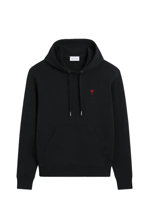AMI Paris De Coeur Cotton Hoodie - Black