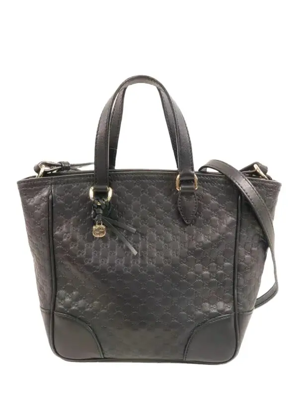 Gucci 2-way Leather Tote Bag With Microguccissima Pattern - Black