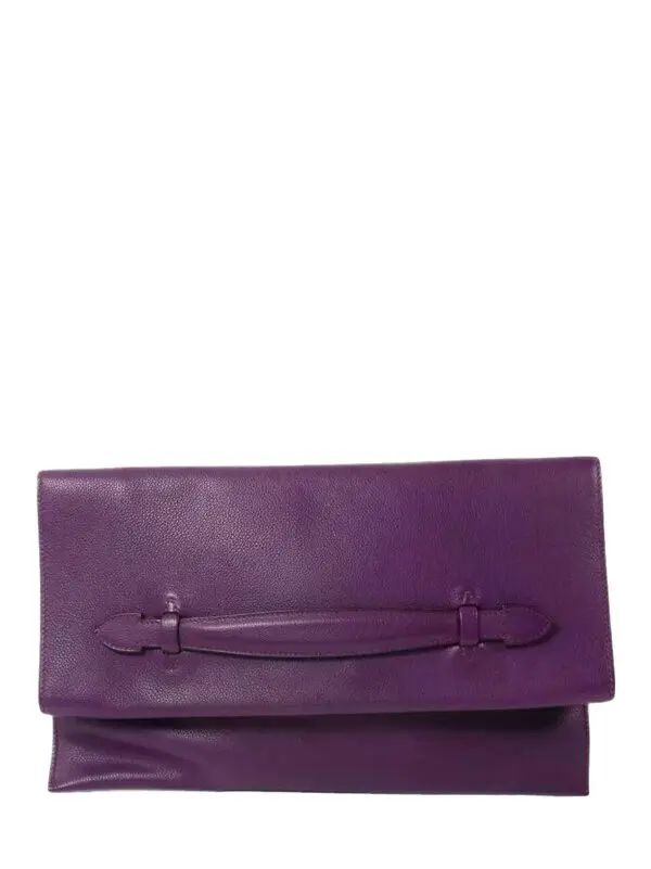 Hermès Plitplat Leather Clutch Bag - Purple