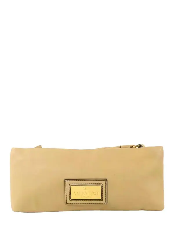 Valentino Garavani Rose Detail Leather Clutch Bag - Neutrals