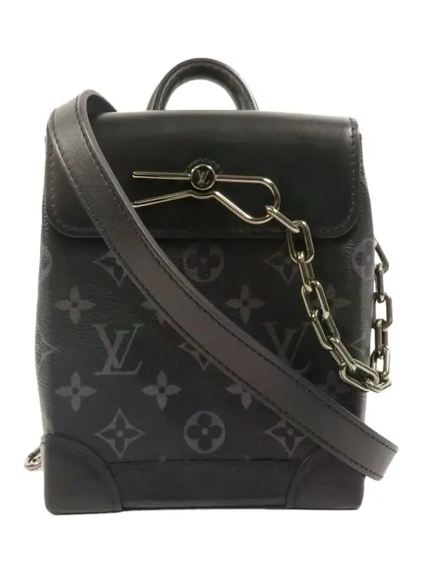 LOUIS VUITTON Nano Steamer Monogram Eclipse Shoulder Bag - Black
