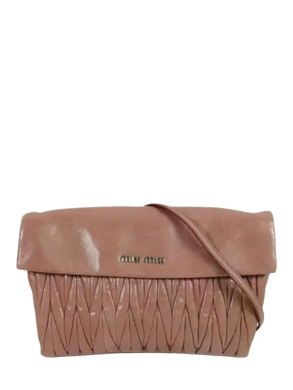 Miu Miu Matelassé Leather Shoulder Bag - Pink