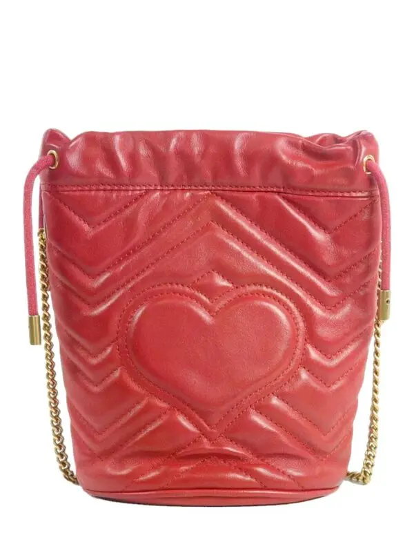 Gucci Mini Gg Logo-plaque Quilted Shoulder Bag - Red