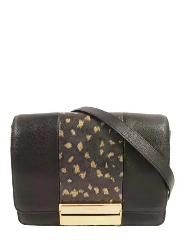 See By Chloé Leather Leopard Print Shoulder Bag - Black
