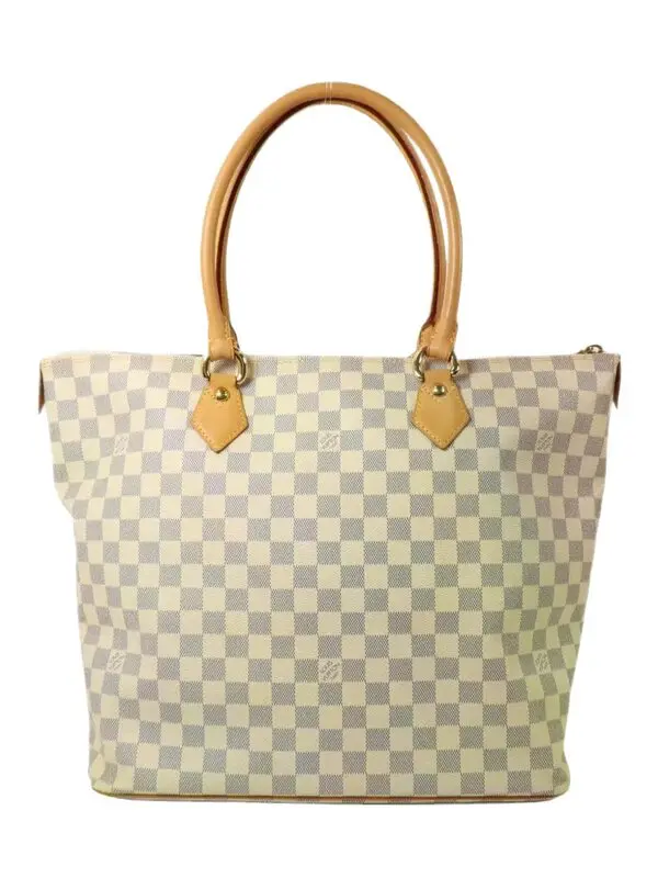 LOUIS VUITTON Gm Damier Azur Saleya Tote Bag - White